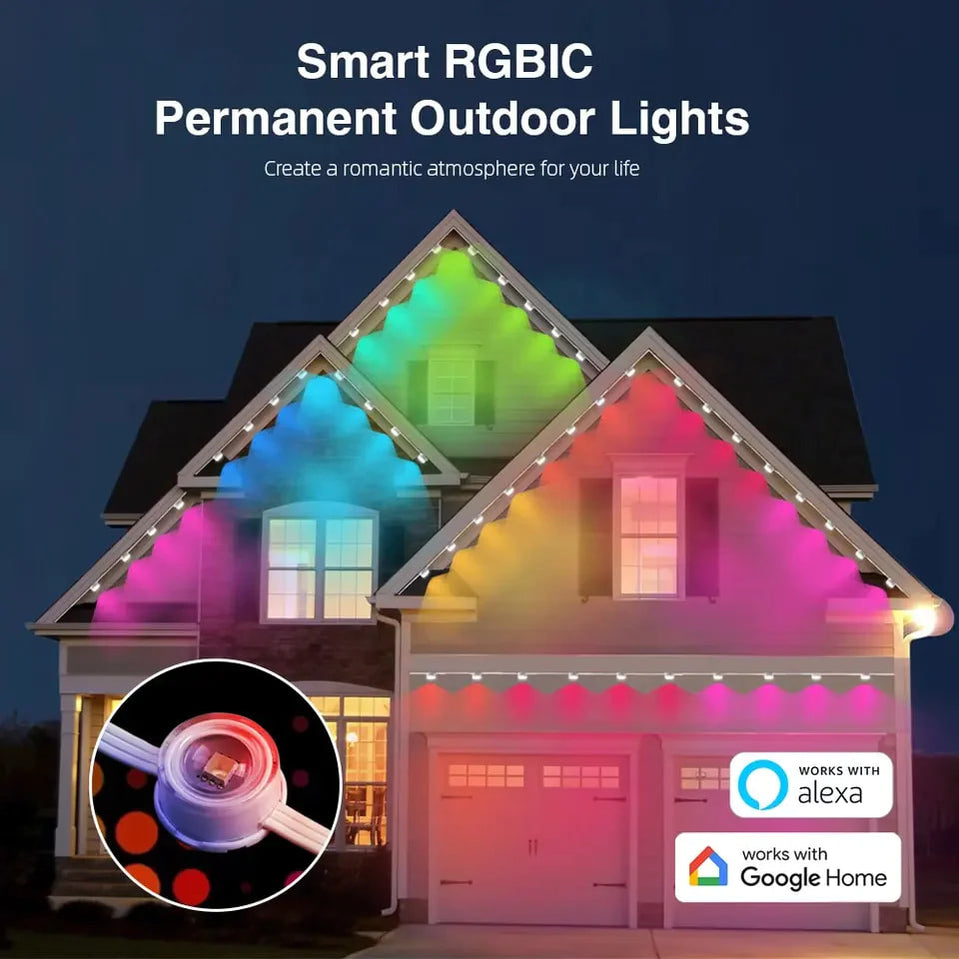 RGBIC LED Permanent Outdoor String Point Eaves Light — PARFACTWORKS