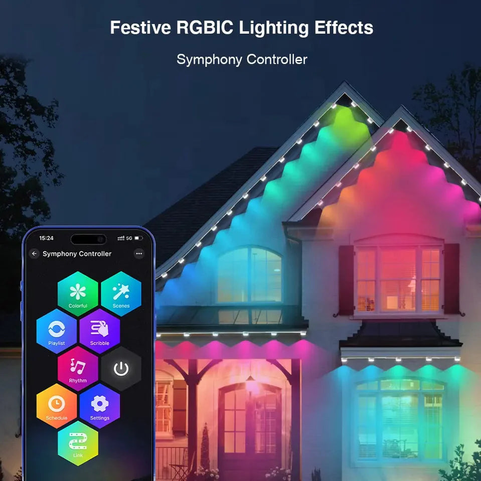 RGBIC LED Permanent Outdoor String Point Eaves Light — PARFACTWORKS